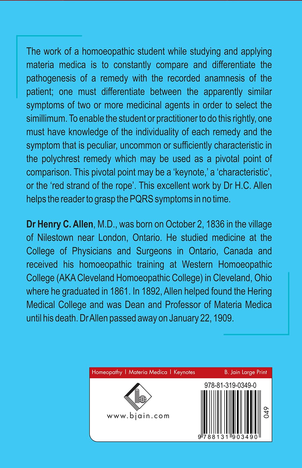 Allens Keynotes And Characteristics With Comparisons - DR. H.C. ALLEN