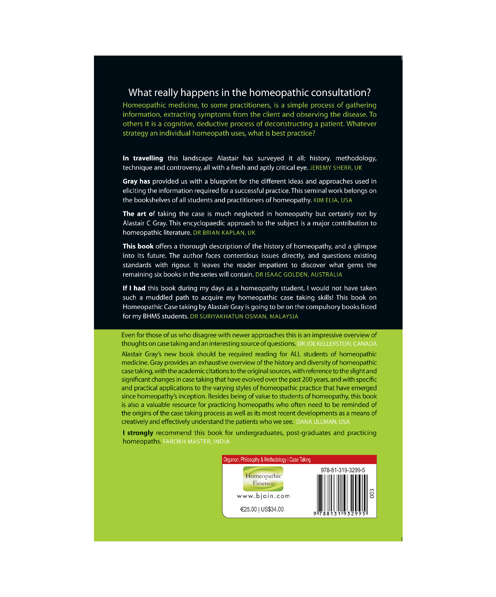 Homeopathic Case taking book by Alastair Gray